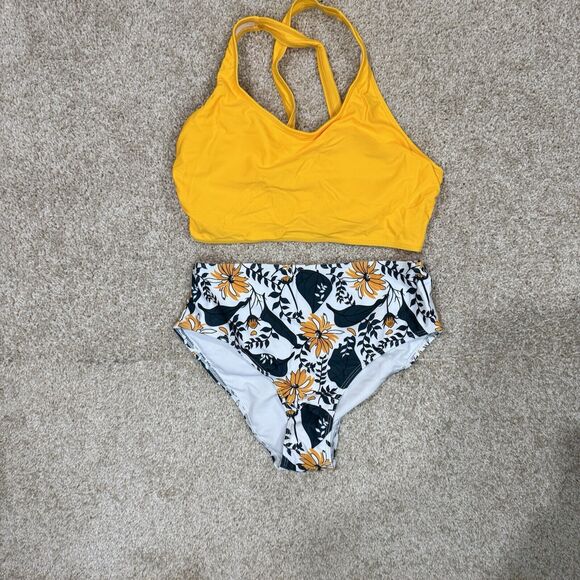 Holipick | Swim | Holipick Two Piece Yellow Floral Bathing Suit Medium ...